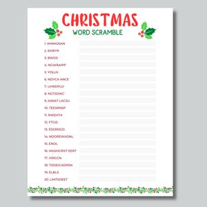 Christmas Word Scramble, Christmas Kids Game, Printable Word Scramble ...