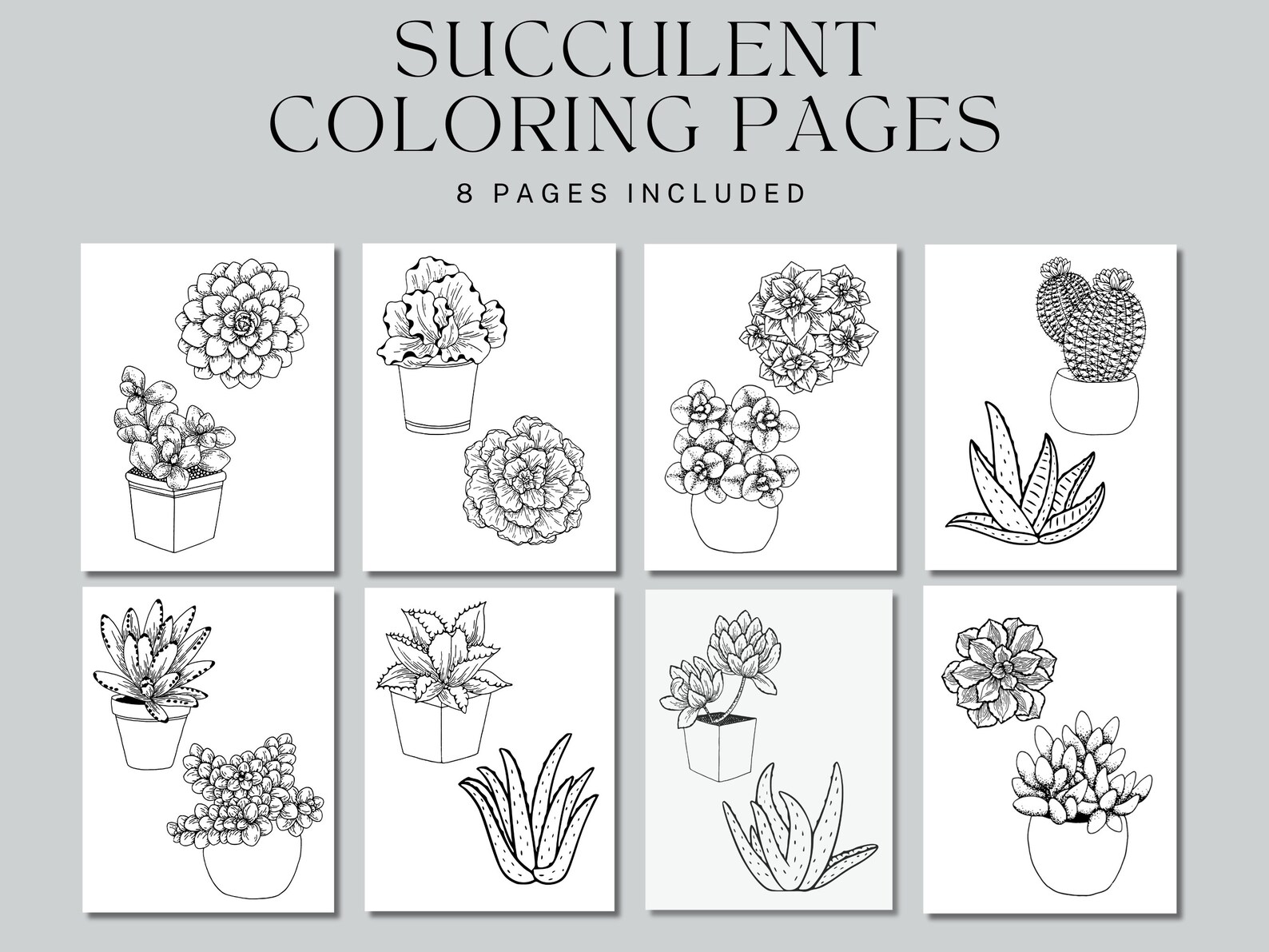 8 Succulent Coloring Pages Succulent Prints Nature - Etsy