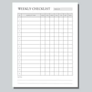 Weekly Checklist, Printable, Weekly to Do List Template, Task List ...