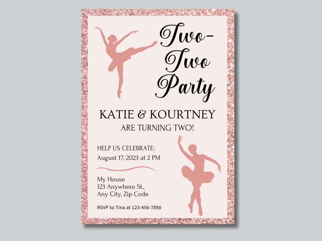 Ballerina Birthday Invitation, Modern Ballerina, Ballet Dancer Birthday ...