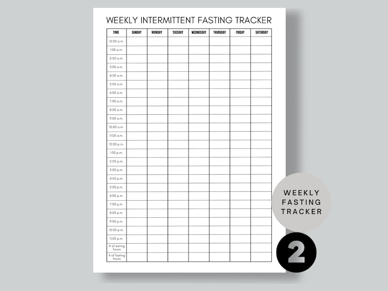 Intermittent Fasting Tracker: Daily & Weekly Planner (PDF Printable) - Etsy