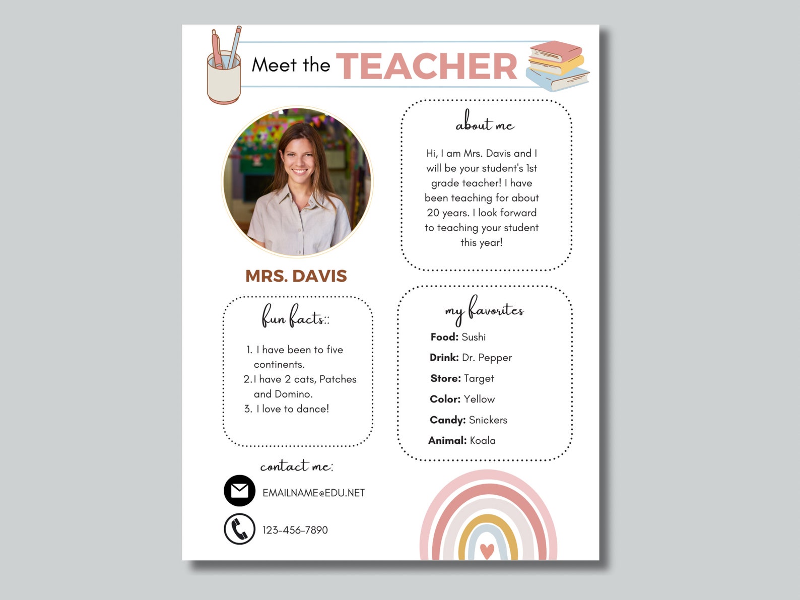 Meet the Teacher Editable Canva Template, First Day of School, Back to ...