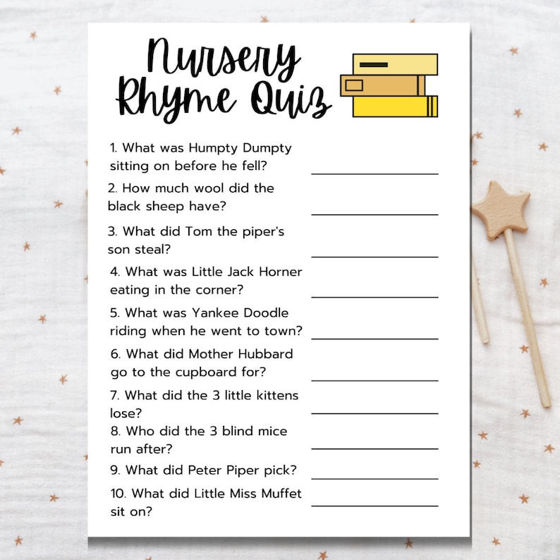 Baby Shower Nursery Rhyme Quiz Game (digital Download) - Etsy