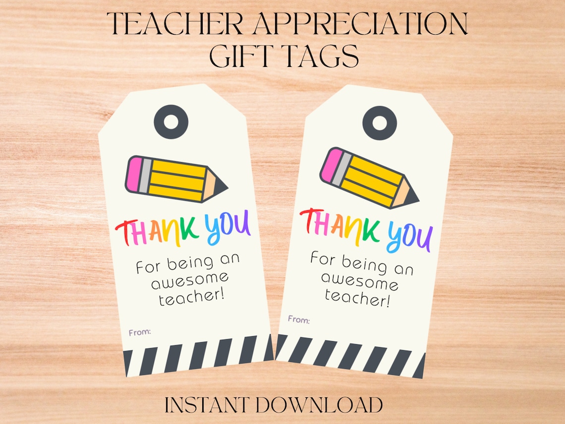 Teacher Appreciation Tags, Teacher Thank You Gift Tag, Thank You ...