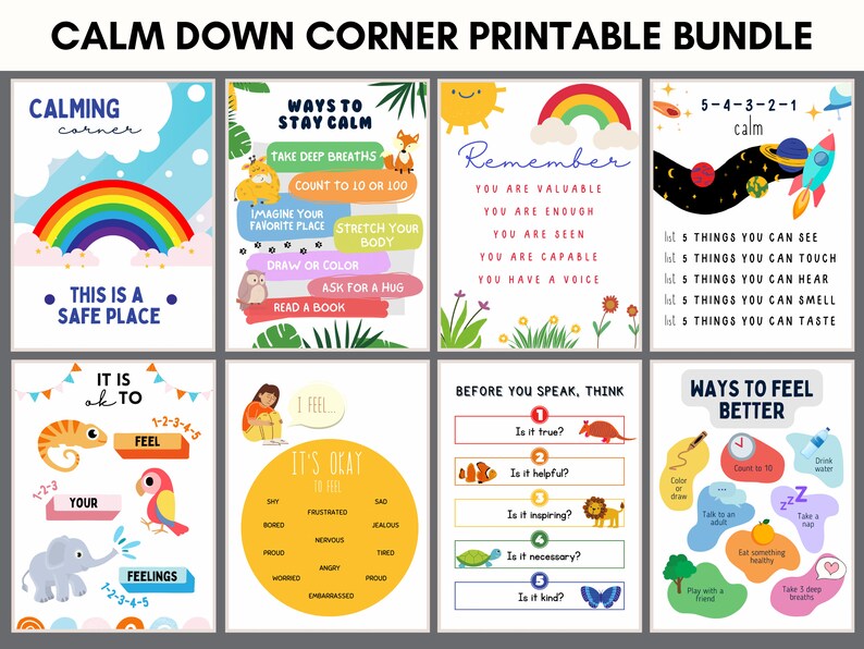 Calm Down Corner Poster Printables - Etsy