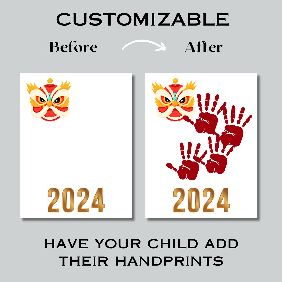 Chinese New Year Handprint Art, Lunar New Year Printable Handprint ...