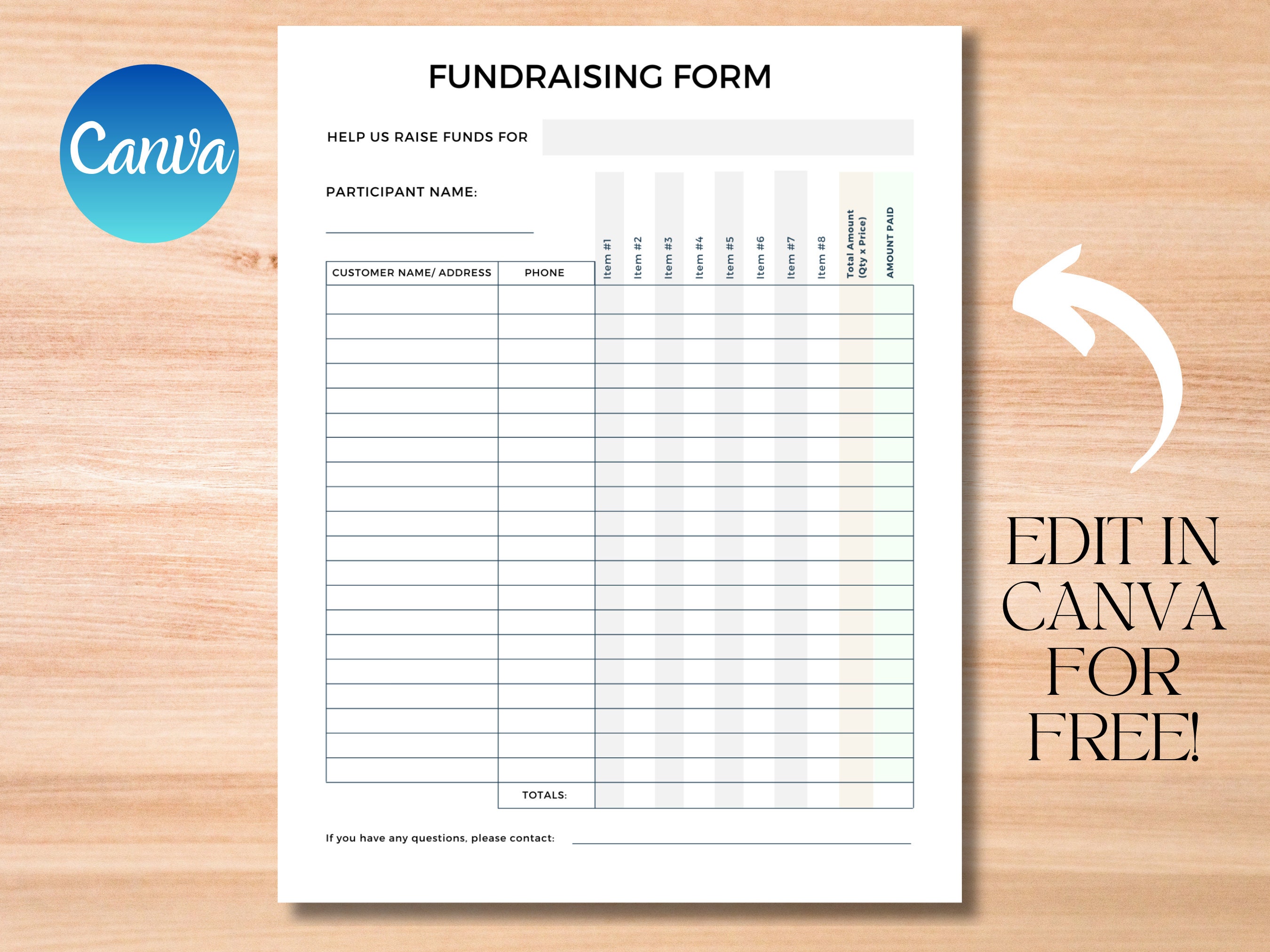 Fundraising Form, Fundraiser, Order Tracking Page, Canva Template ...