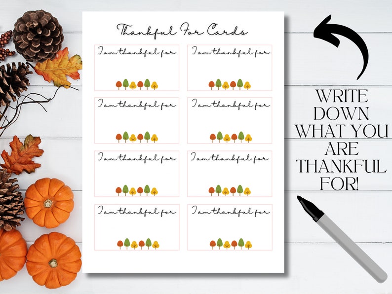Thanksgiving Thankful Cards: Kids Holiday Activity (PDF) - Etsy