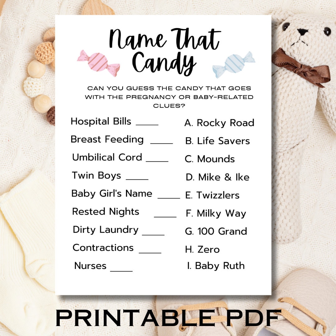 Name That Candy Baby Shower Game (instant Download) - Etsy