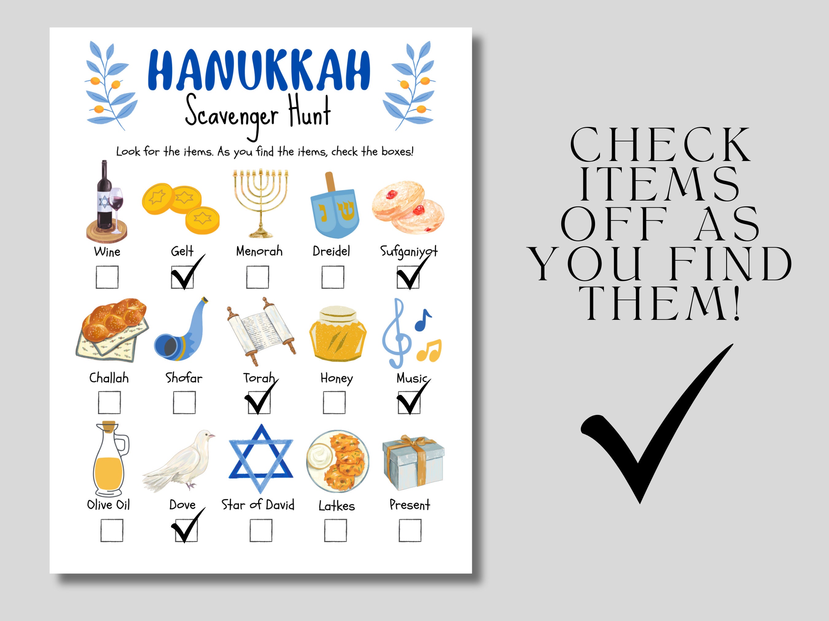 Hanukkah Scavenger Hunt, Hanukkah Kids Game, Printable Scavenger Hunt ...