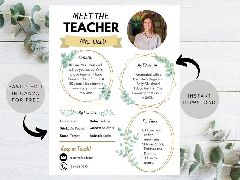 Editable Meet the Teacher Template: Back to School Newsletter (digital ...