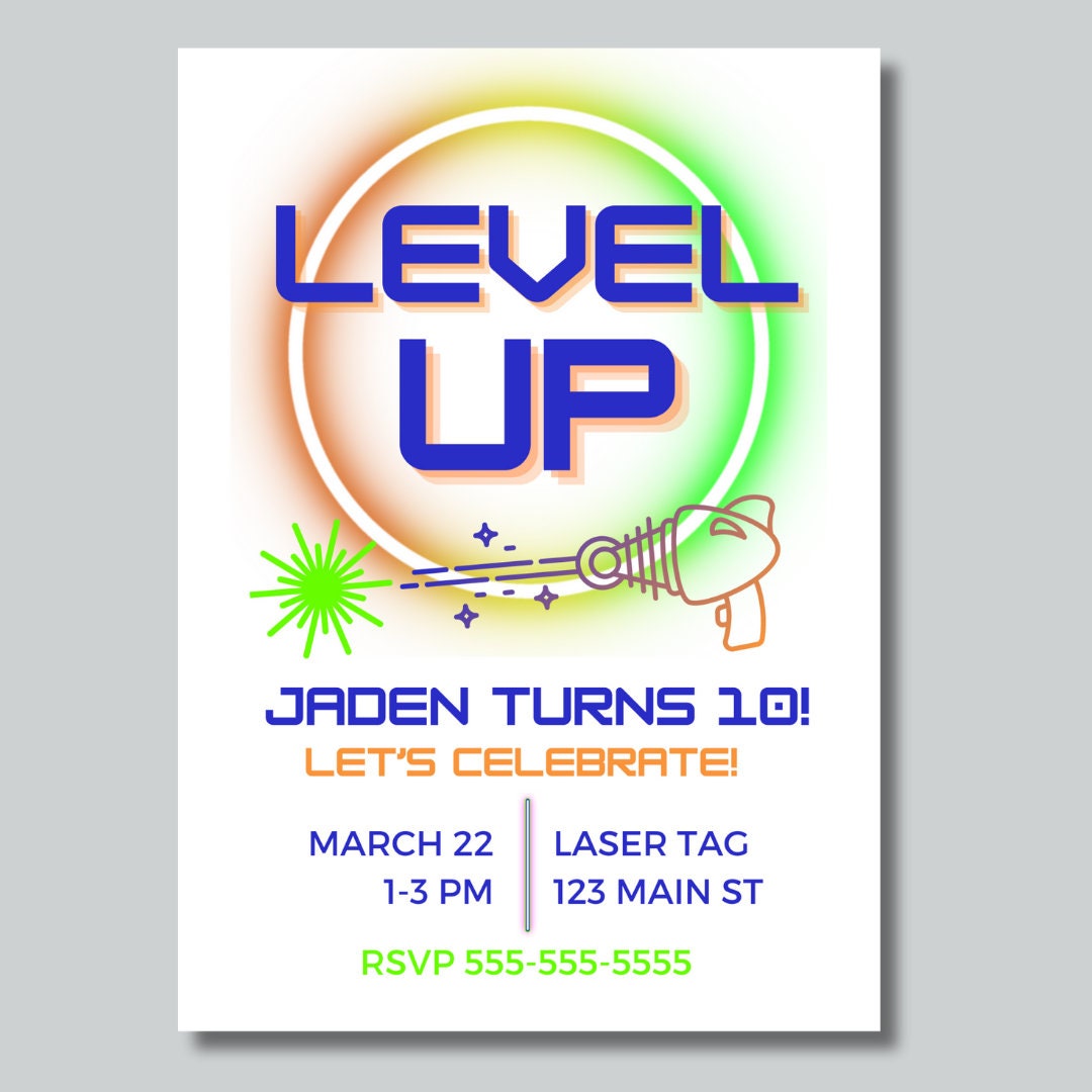 Laser Tag Birthday Party Invite, Lazer Tag Birthday Invitation, Laser ...