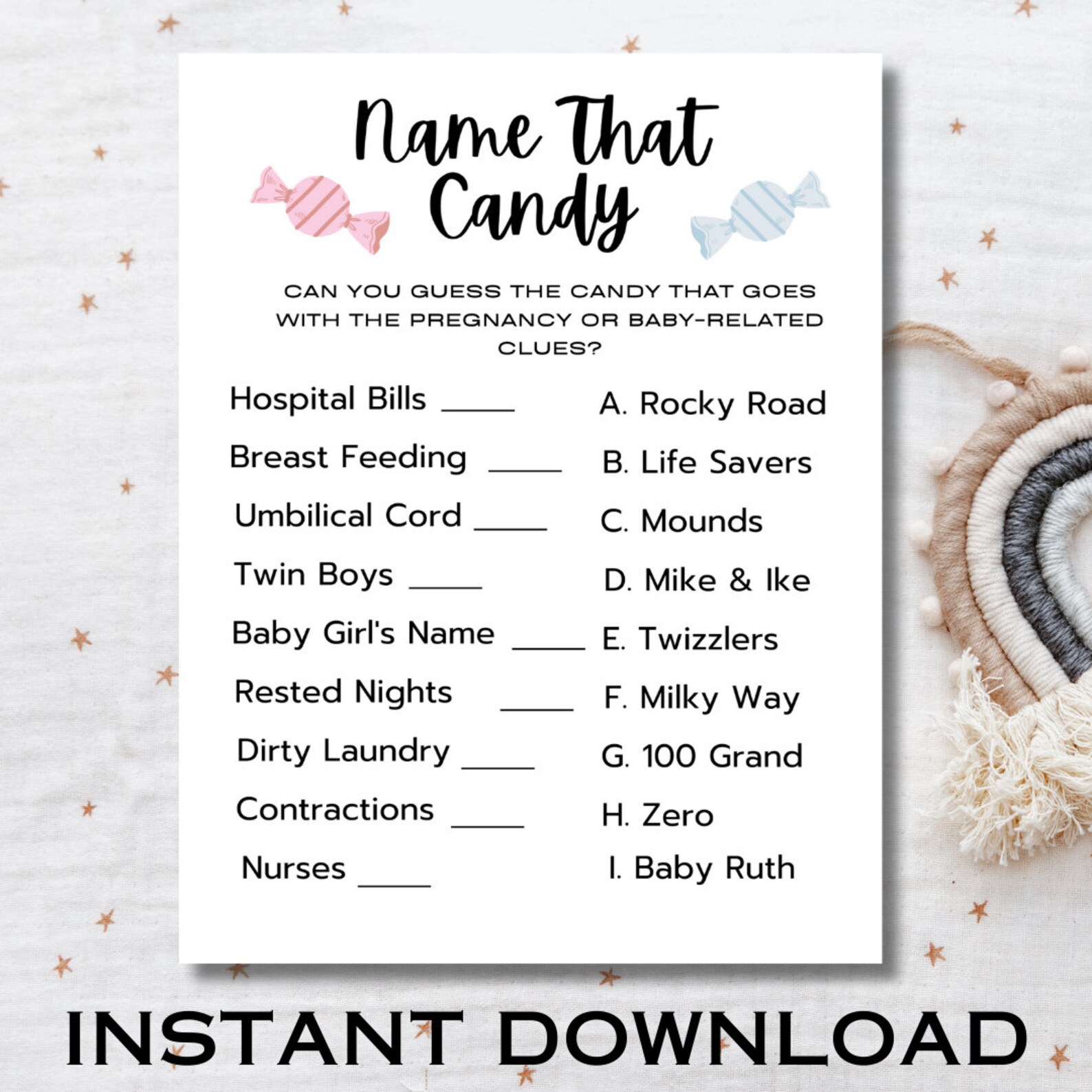 Name That Candy Baby Shower Game (instant Download) - Etsy
