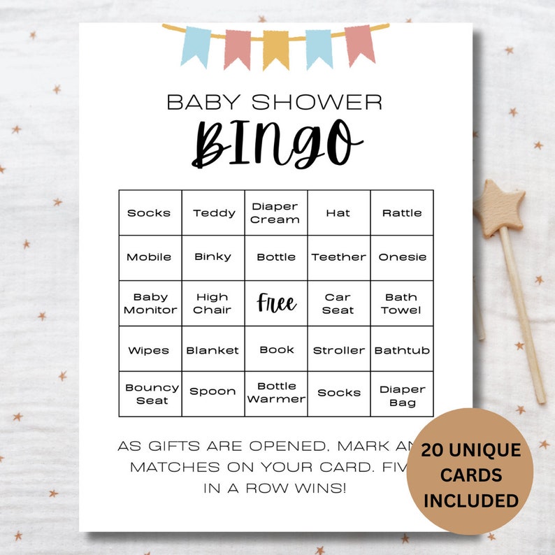 Baby Shower Bingo Game: 20 Printable Cards (digital Download) - Etsy