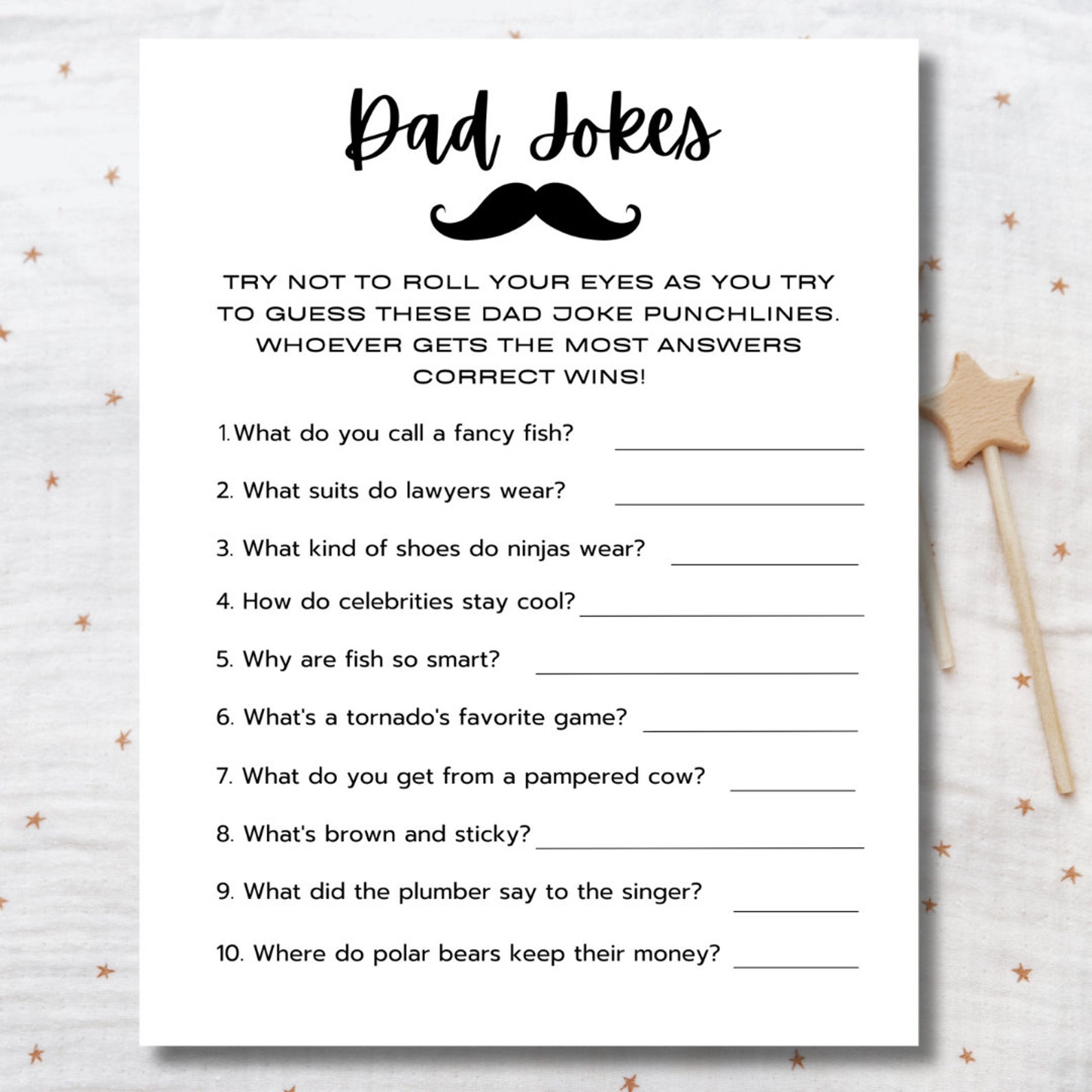 Baby Shower Dad Jokes Game: Printable Activity (answer Key Included) - Etsy