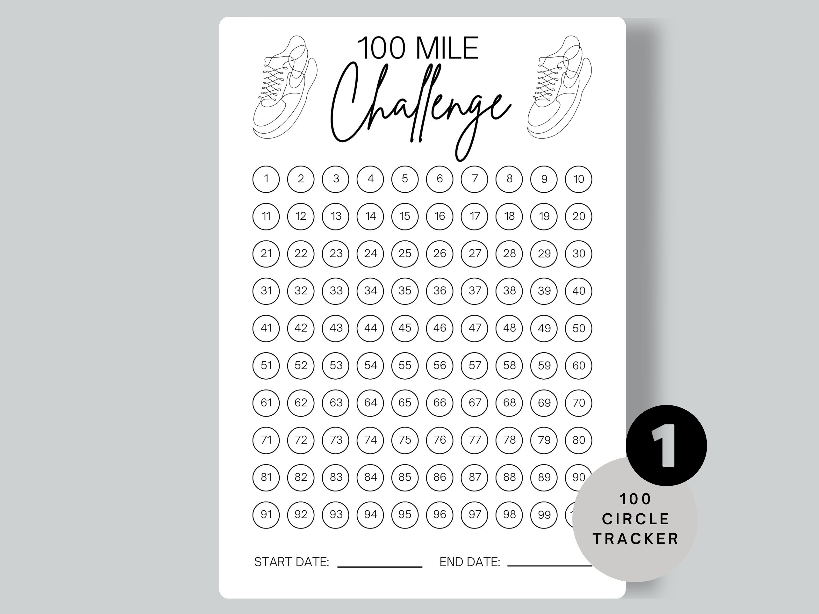 Running Tracker, 100 Mile Challenge, Printable Walking Tracker, Printable Running Challenge ...