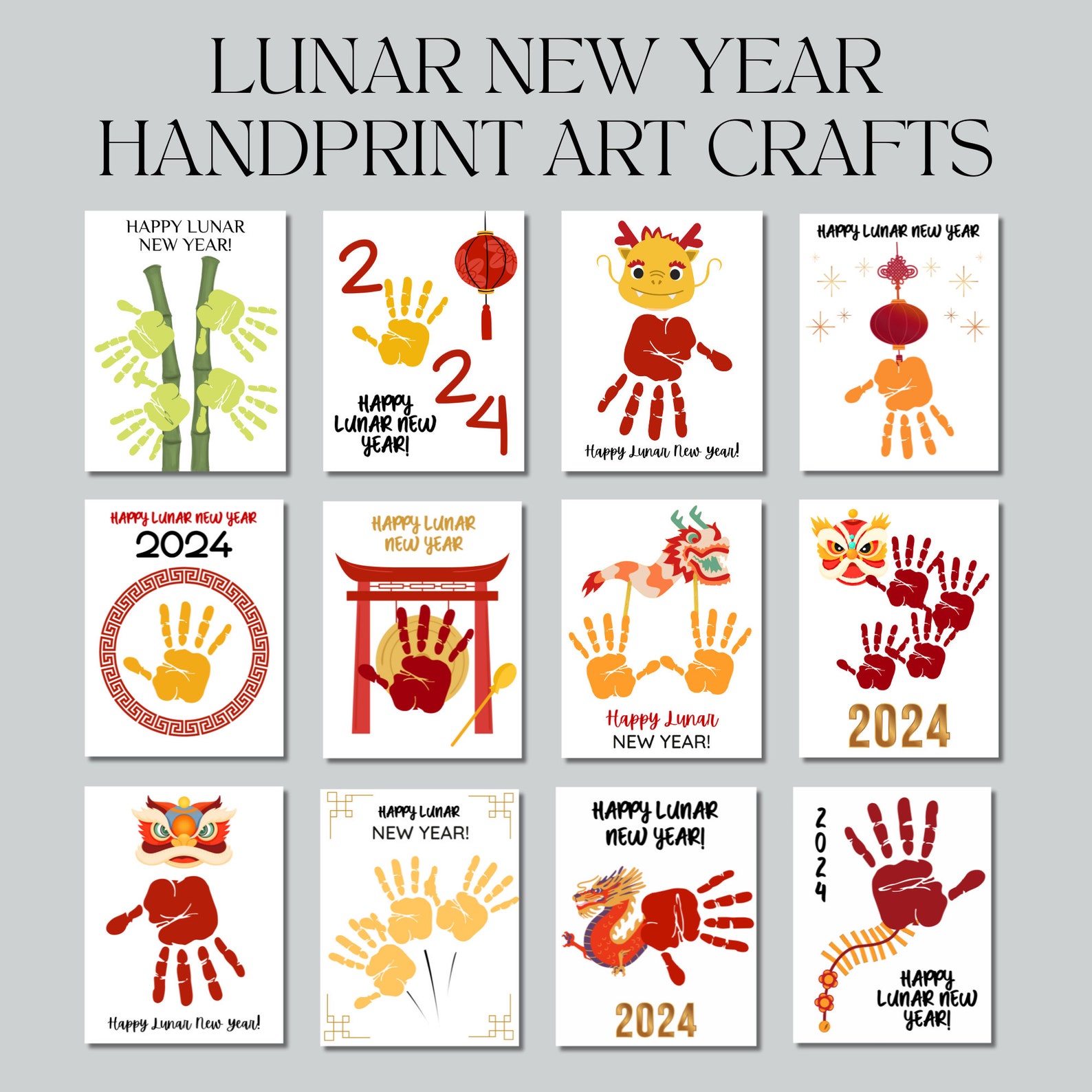 Chinese New Year Handprint Art, Lunar New Year Printable Handprint ...