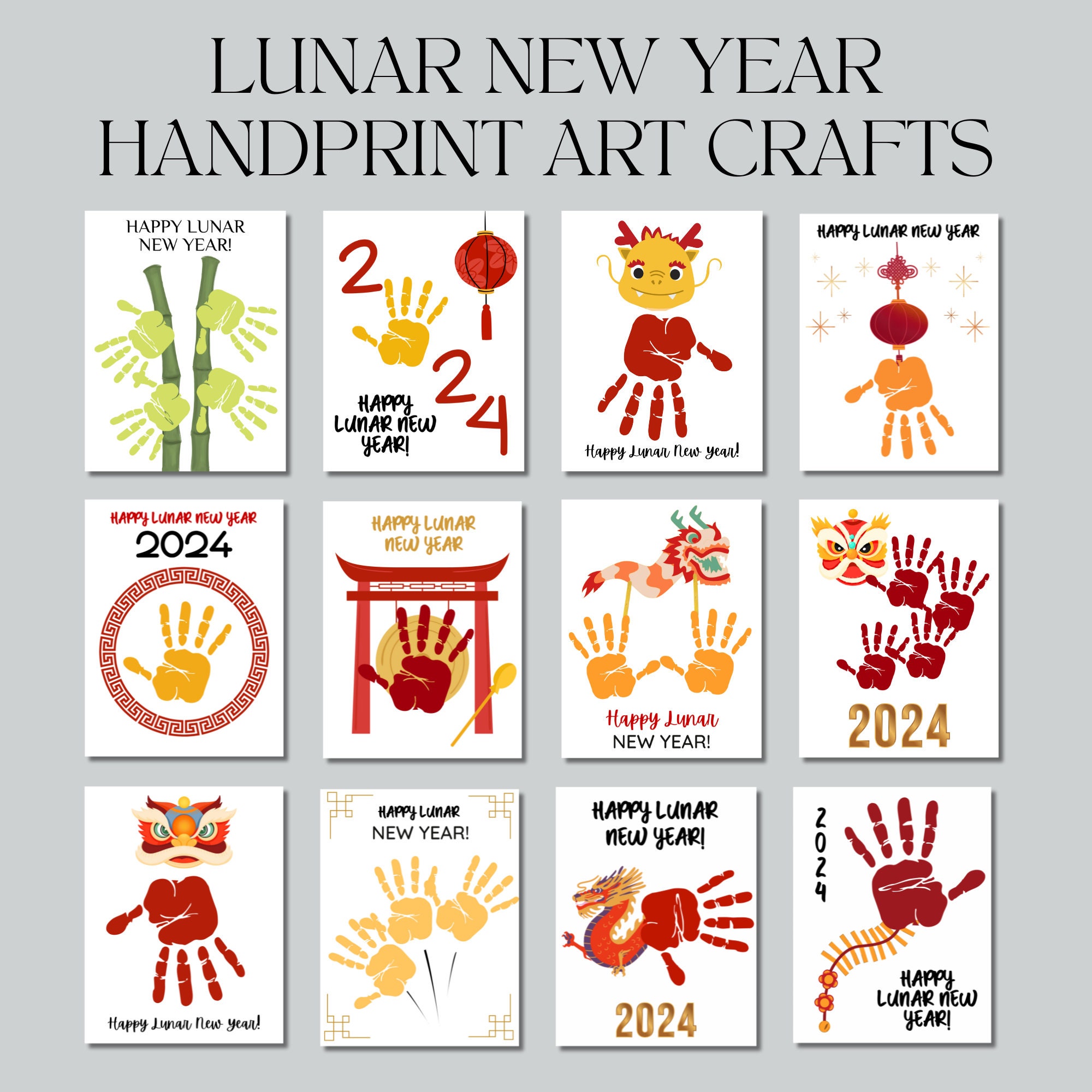 Chinese New Year Handprint Art, Lunar New Year Printable Handprint ...