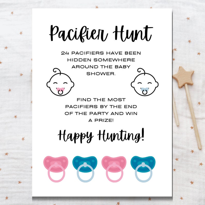 Baby Shower Pacifier Hunt Game: Printable Activity (digital Download ...