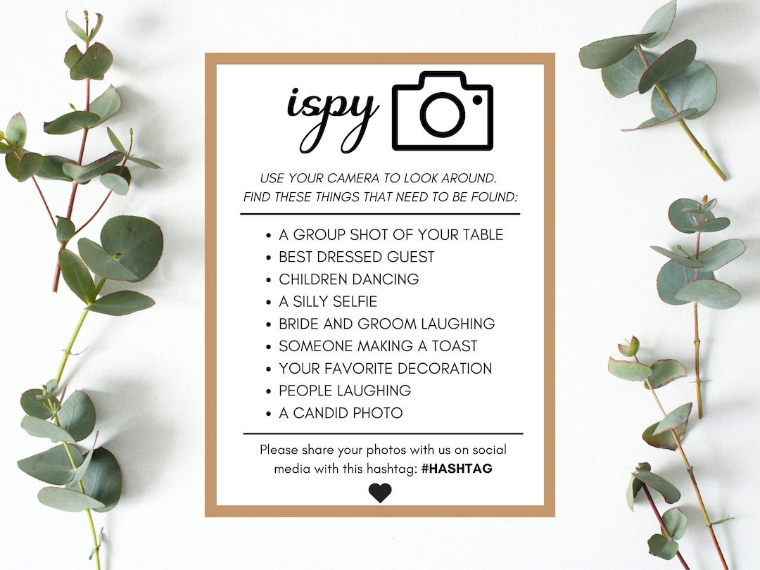 Ispy Wedding Game Sign Printable, Modern Wedding Sign, Minimalist ...