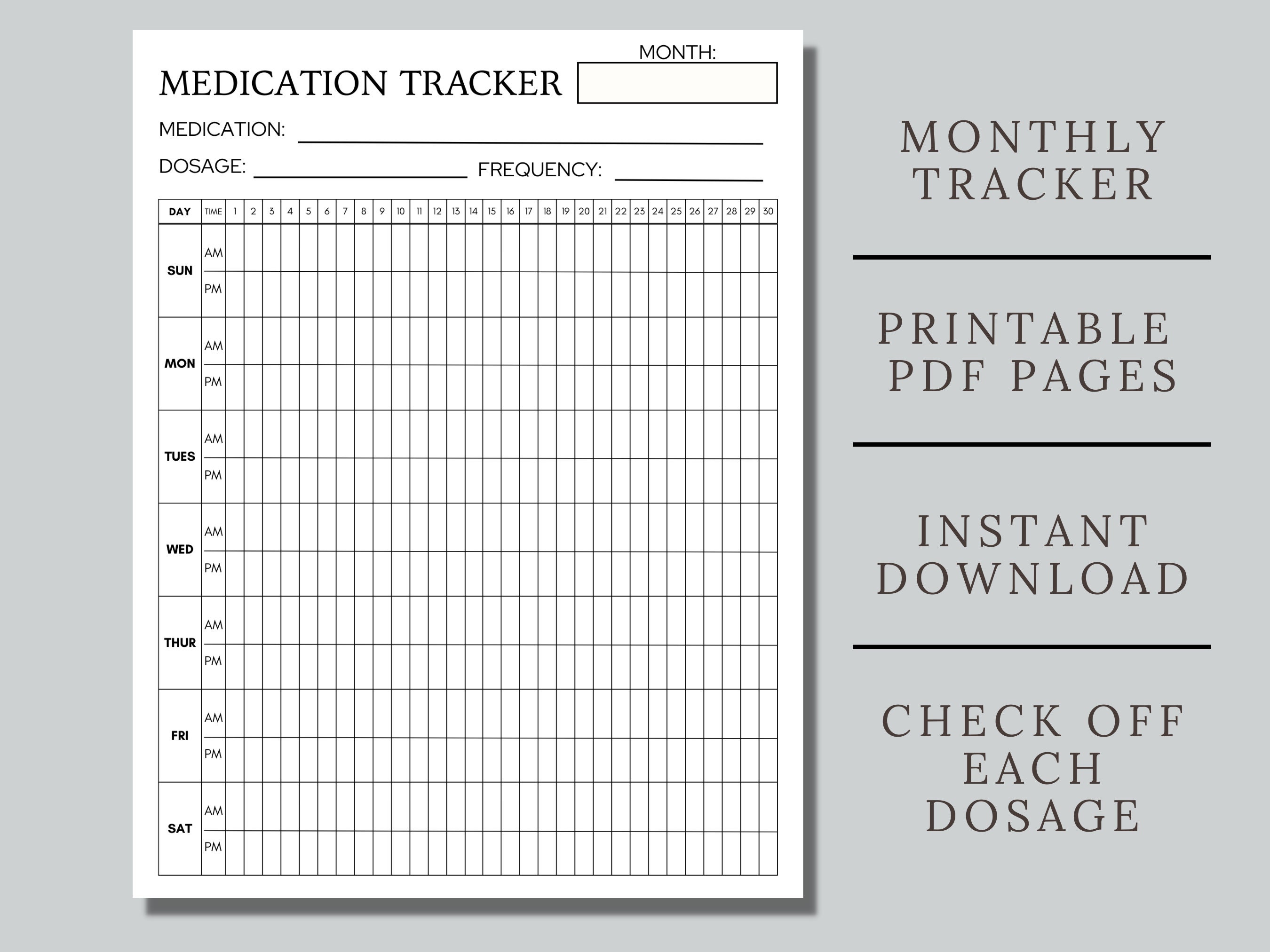 Medikamente Tracker, Checkliste Medikamente, Medizin Log, Printable ...