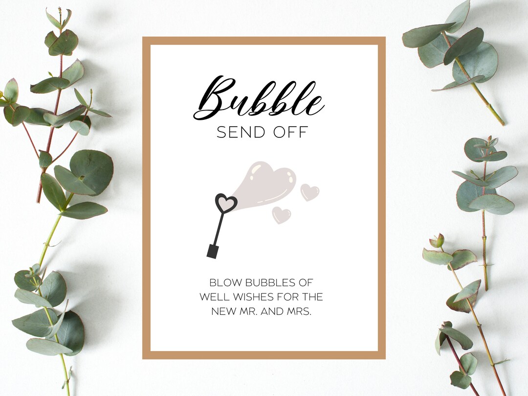 Bubble Send off Wedding Sign, DIY Wedding Printable, Modern Wedding ...