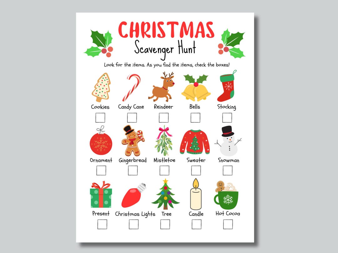 Christmas Scavenger Hunt, Christmas Kids Game, Printable Kids Christmas ...
