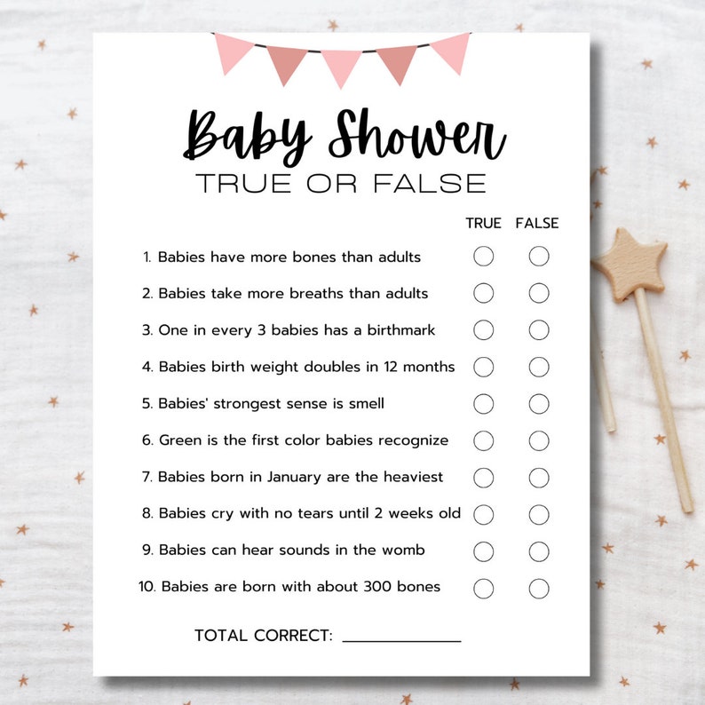 Baby Shower True or False Game: Fun Baby Facts (digital PDF) - Etsy