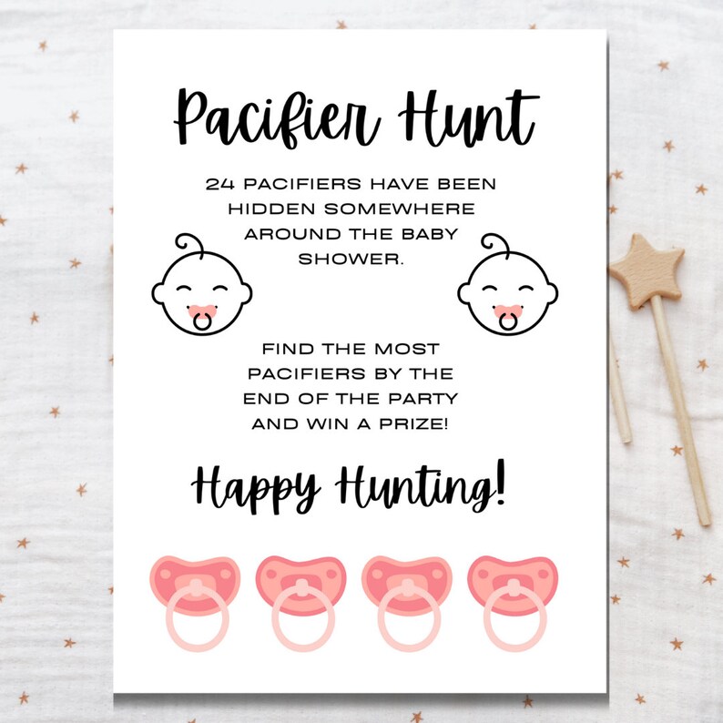 Baby Shower Pacifier Hunt Game: Printable Activity (digital Download ...