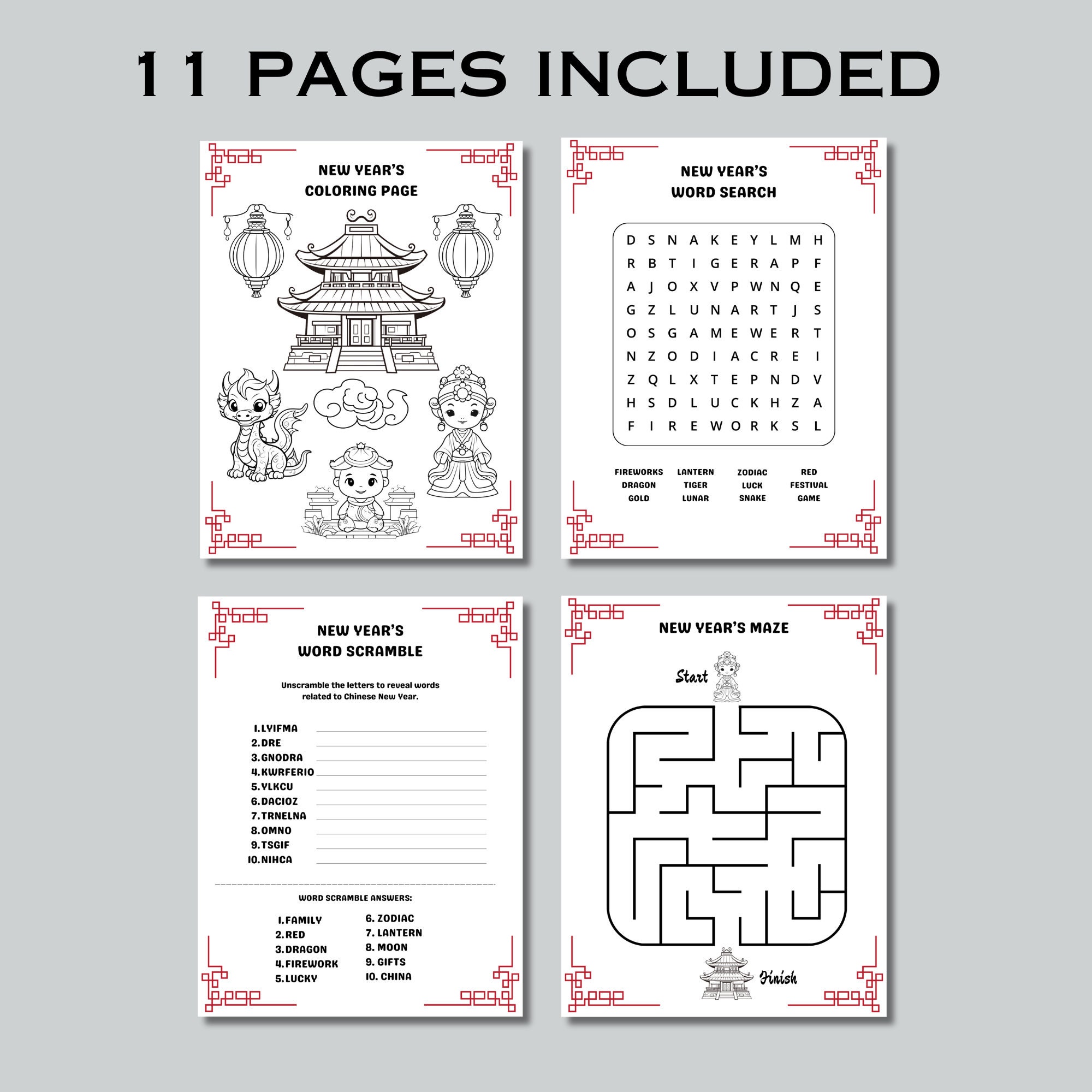 Chinese New Year Activity Bundle, Lunar New Year Printable Pages, Year ...