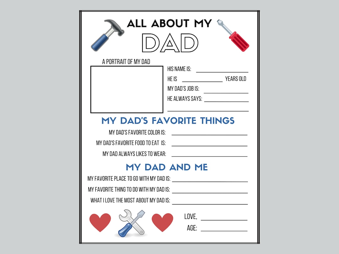 Father's Day Questionnaire: All About My Dad Printable (PDF Download ...