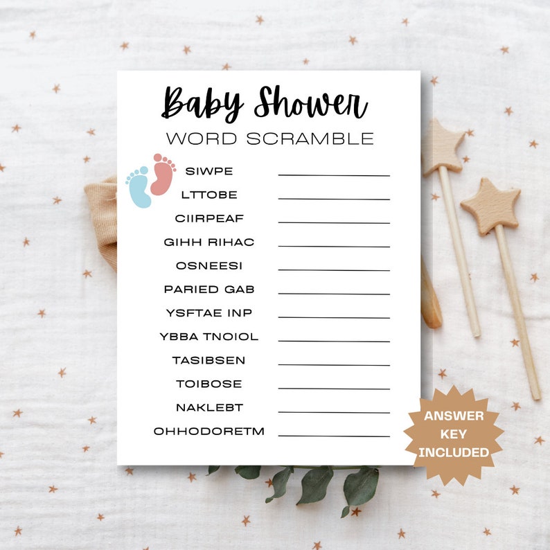 Baby Shower Word Scramble Game: Printable Activity (digital Download ...