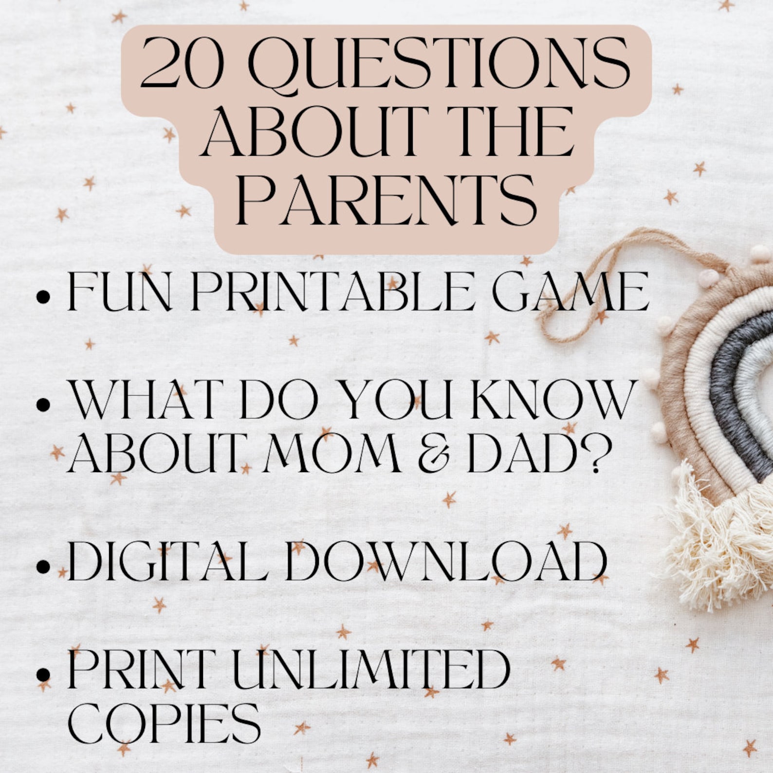 Baby Shower 20 Questions About the Parents Game, Baby Shower Game, Baby ...