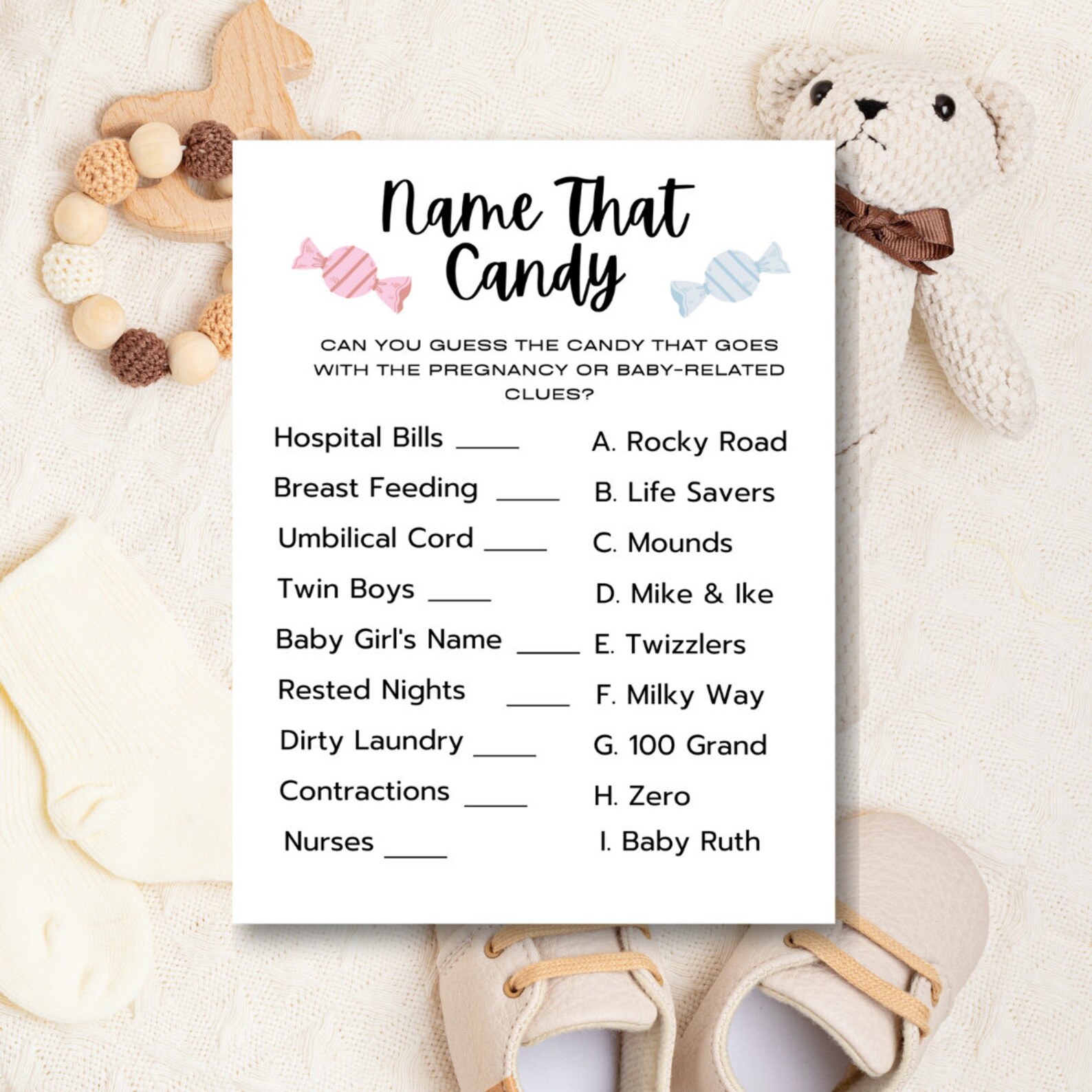 Name That Candy Baby Shower Game (instant Download) - Etsy