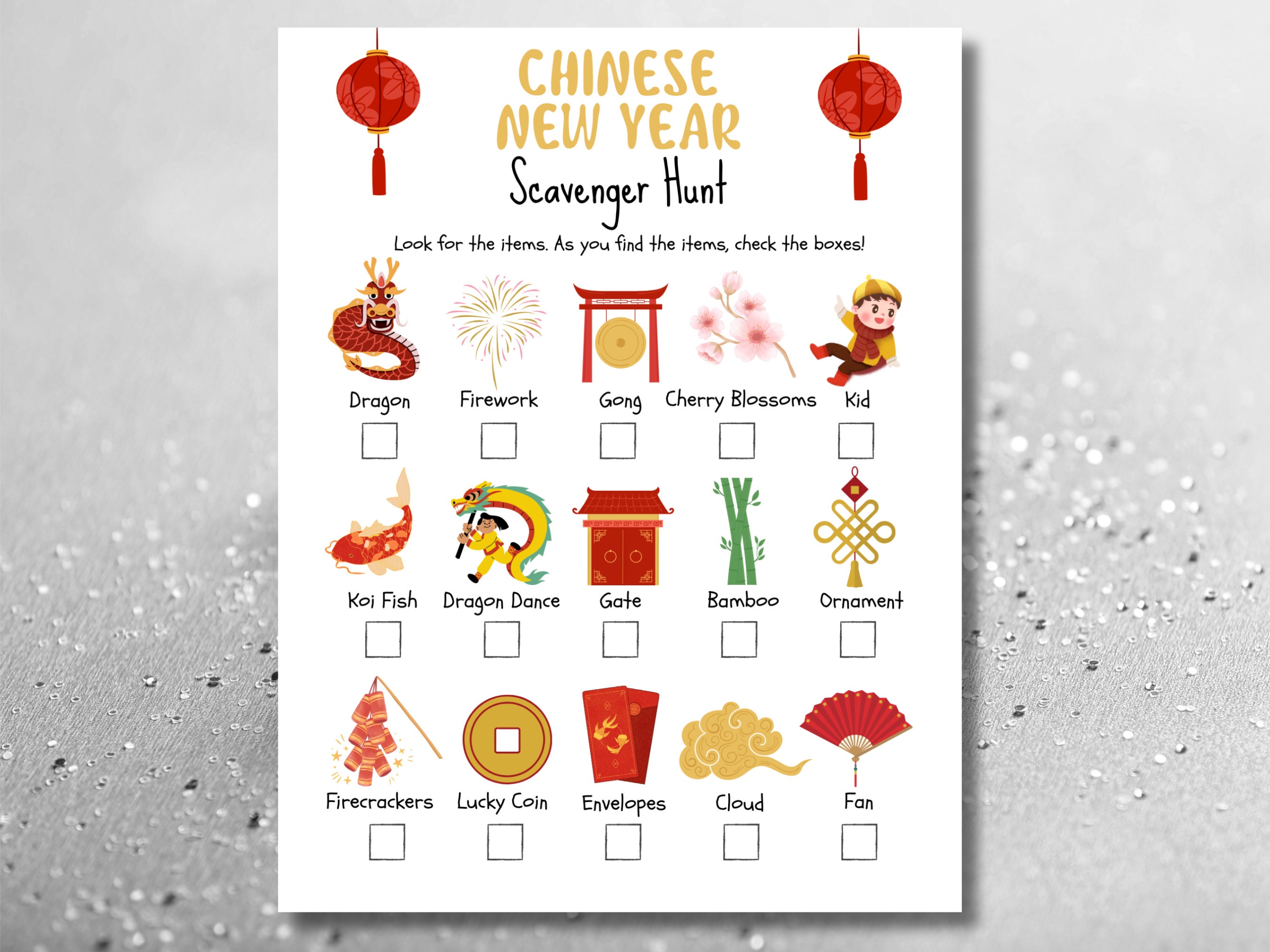 Chinese New Year Scavenger Hunt, Lunar New Year Game, Year of the ...