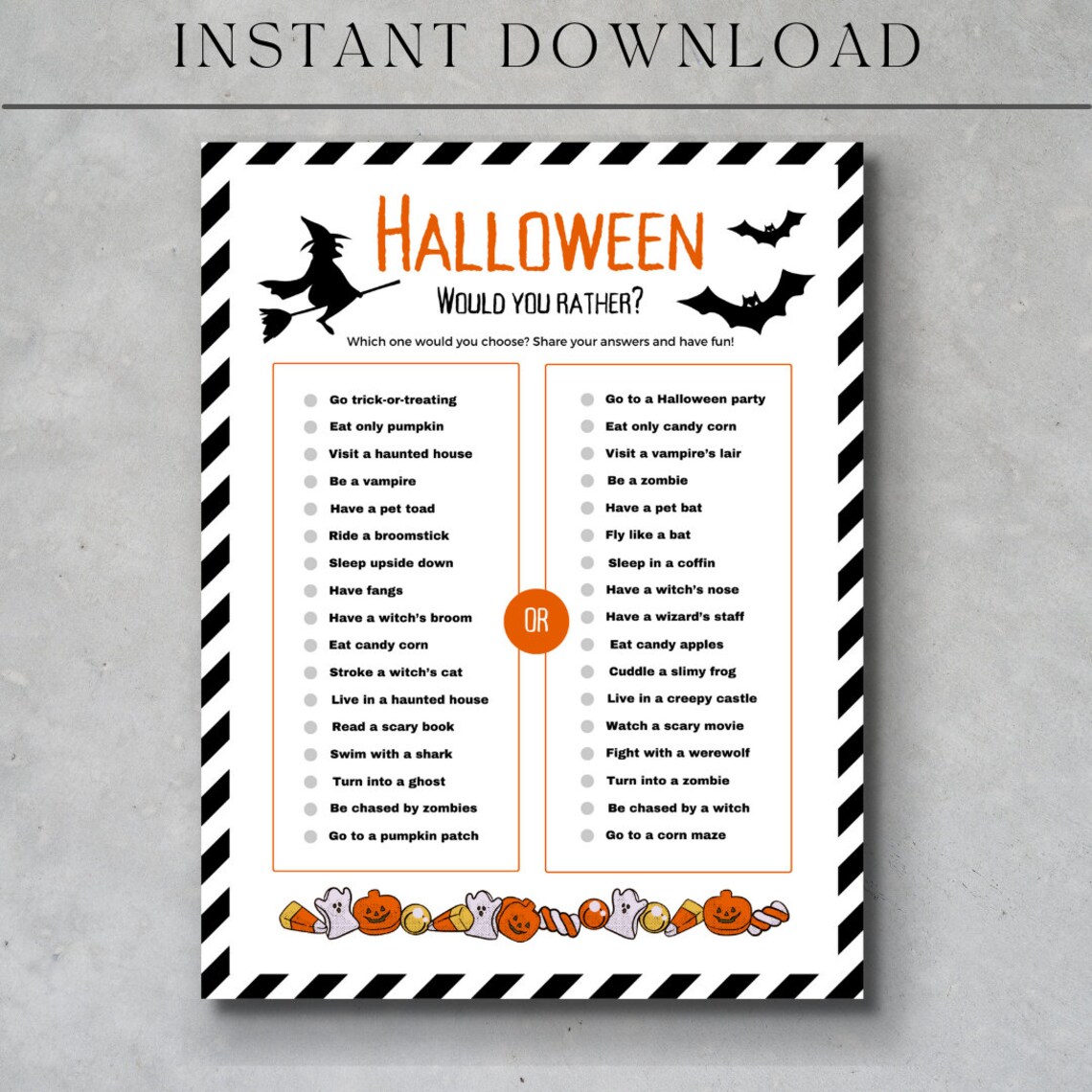 Halloween Would You Rather Game: Kids Printable Activity (PDF Download ...