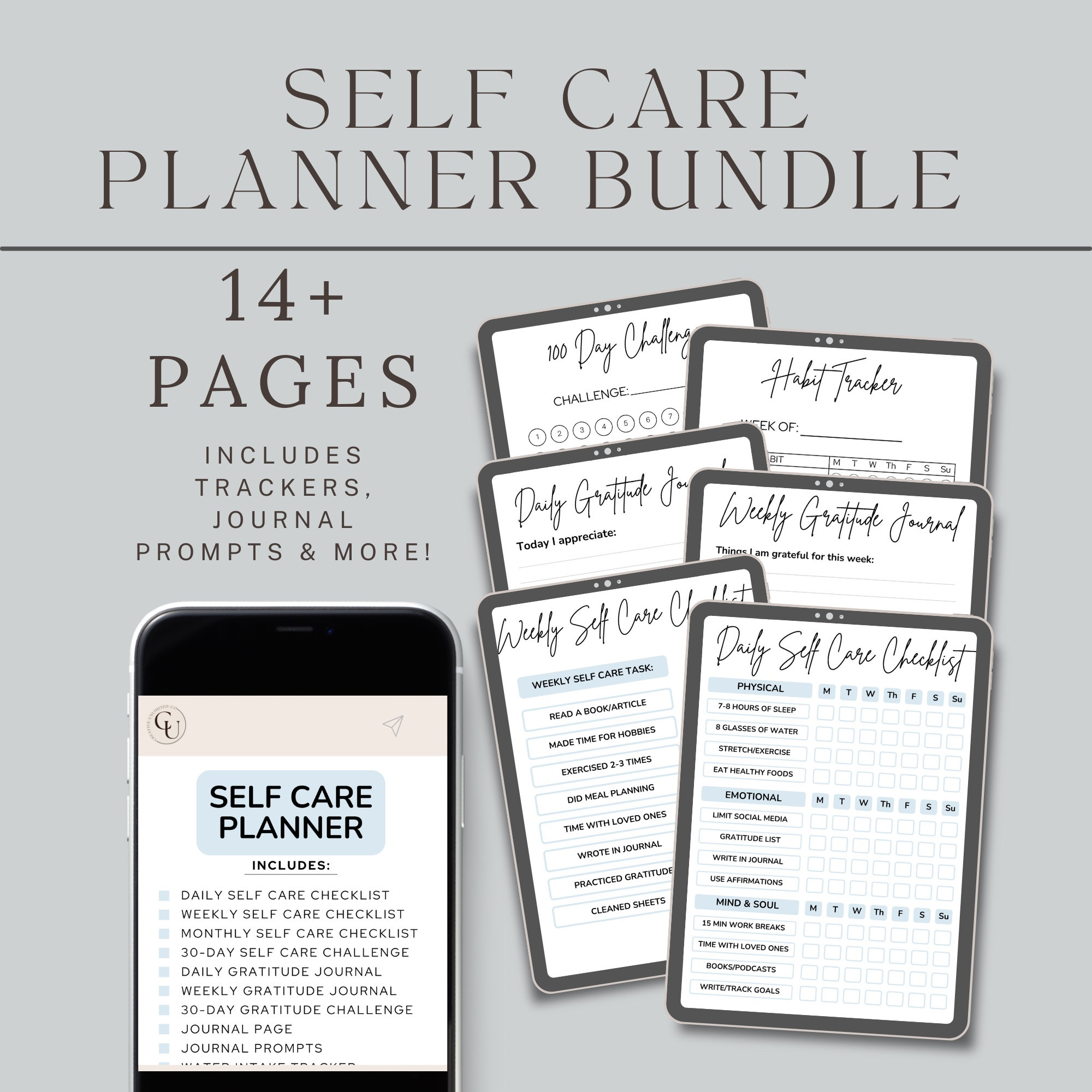 Self Care Planner Bundle, Selfcare Journal Tracker, Wellness Planner Printable, Daily Wellbeing ...