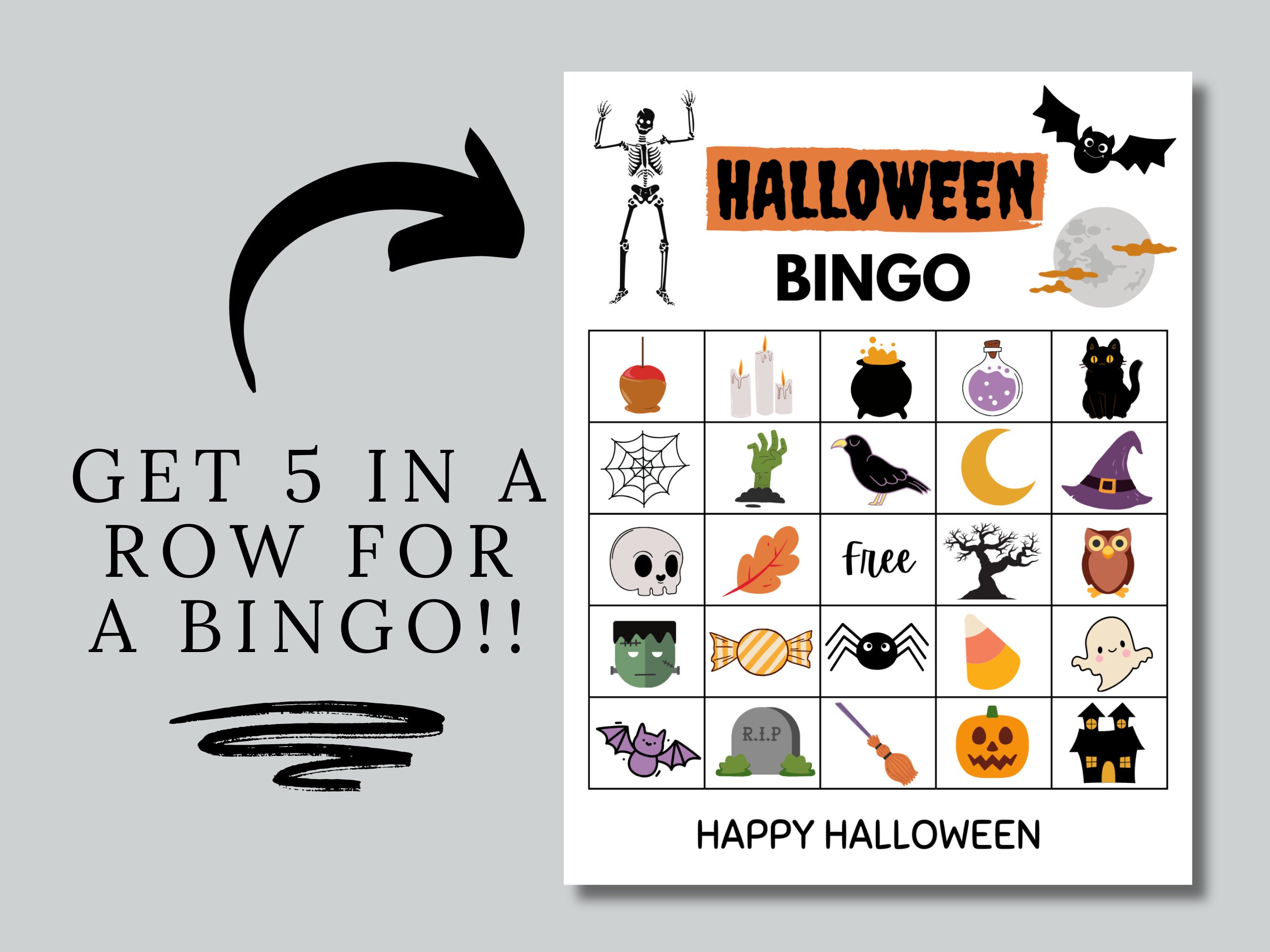 Halloween Bingo, 30 Bingo Cards, School Halloween Party Game, Halloween ...