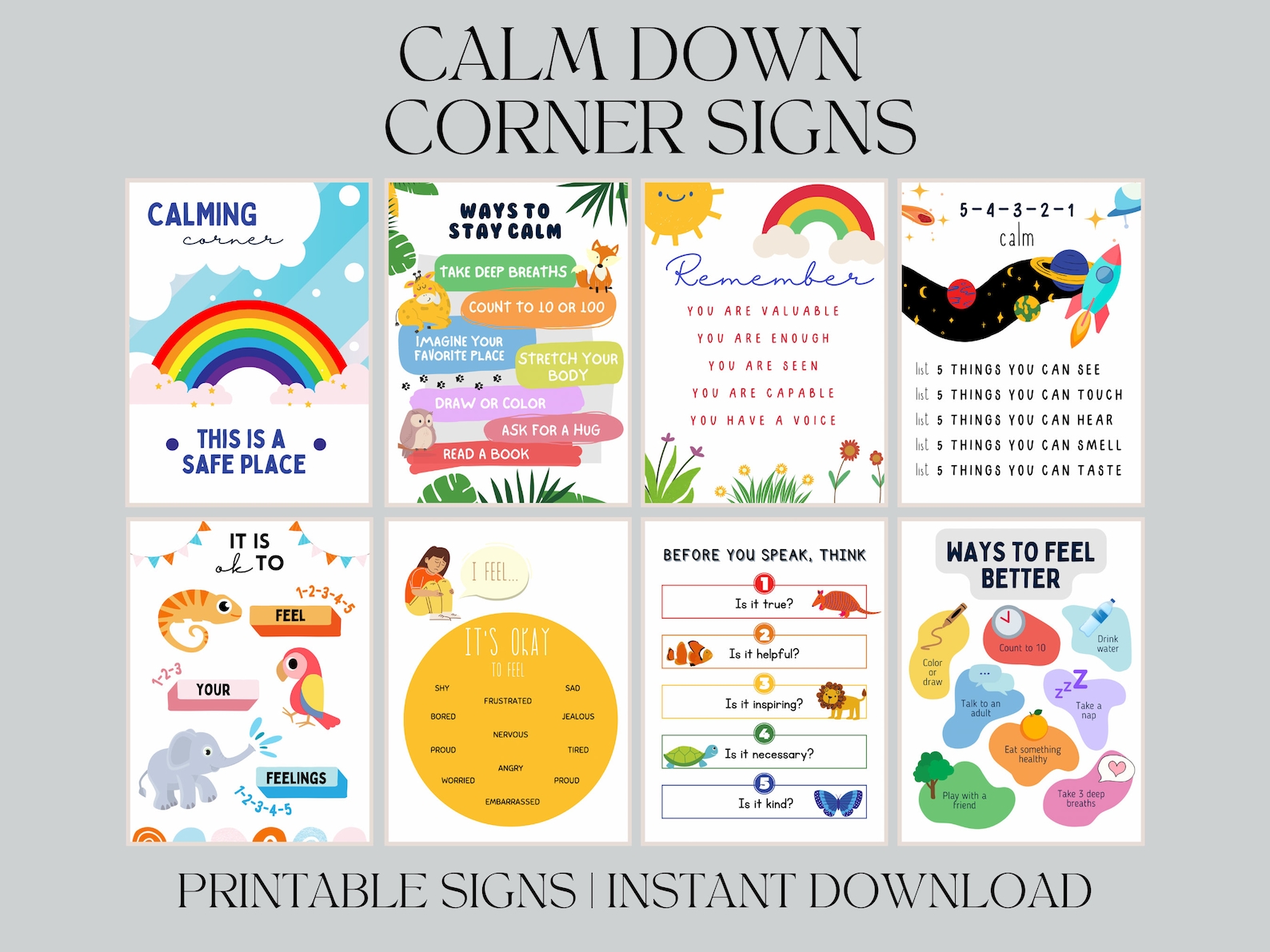 Calm Down Corner Poster Printables, Calming Corner, Emotional ...
