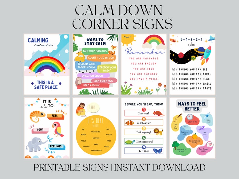 Calm Down Corner Poster Printables, Calming Corner, Emotional ...