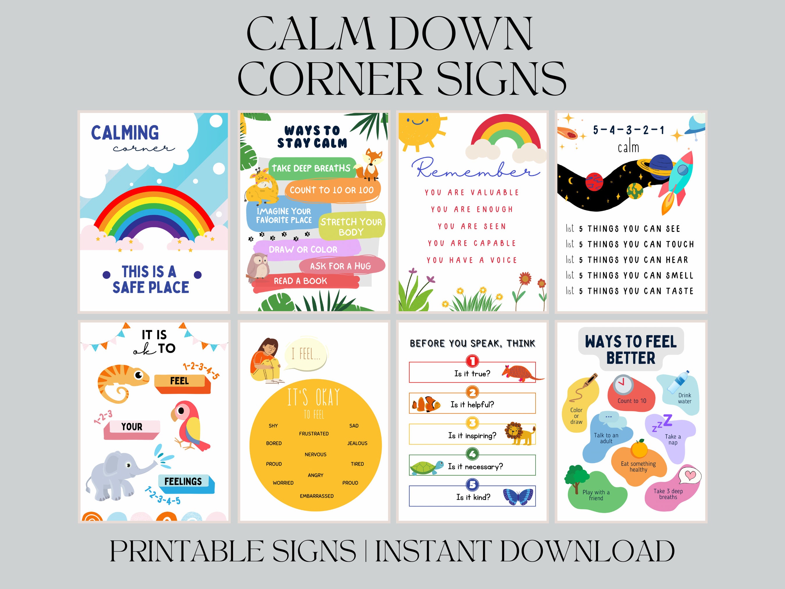 Calm Down Corner Poster Printables, Calming Corner, Emotional ...