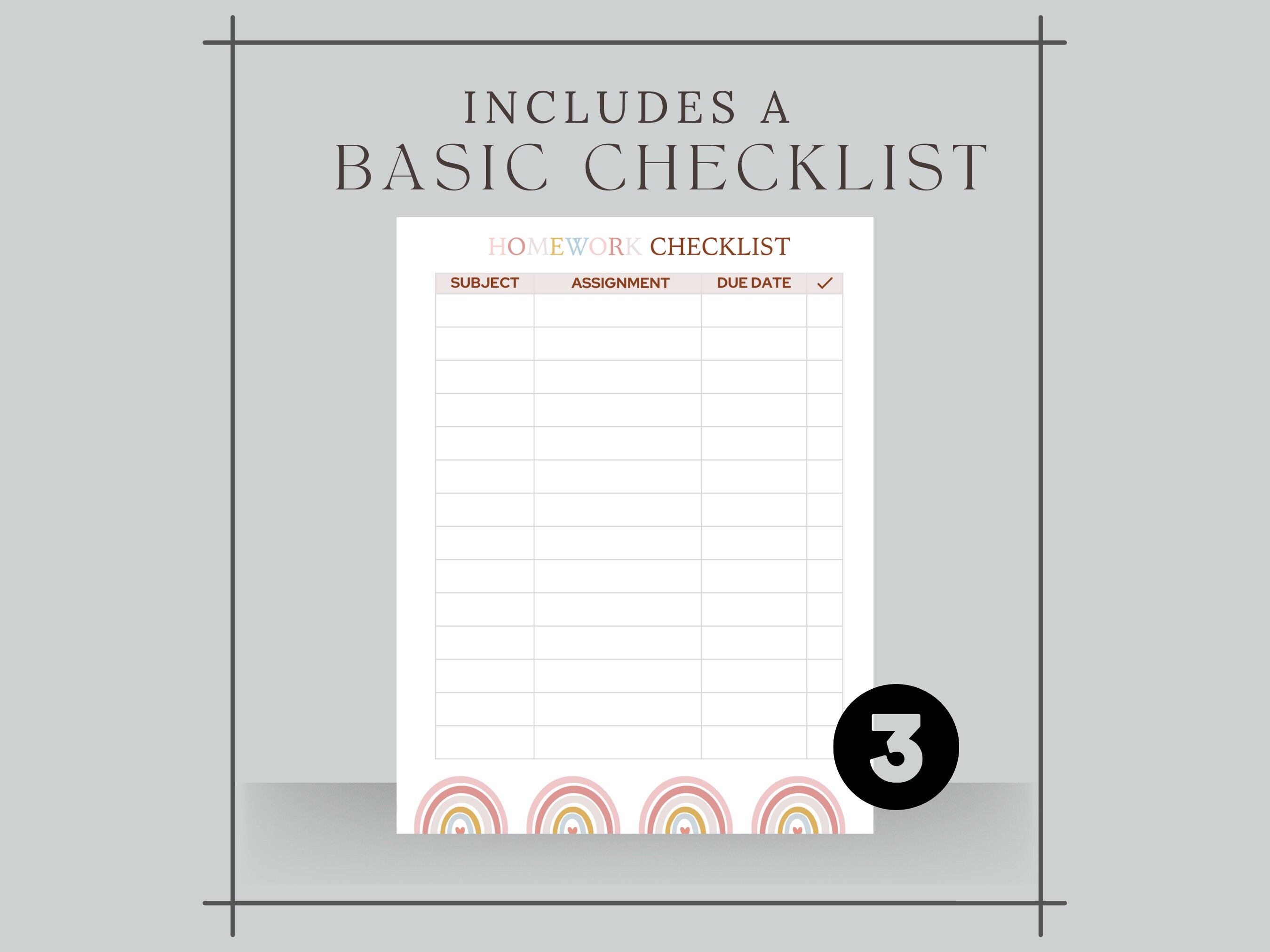 Boho Homework Checklists, Daily Homework Planner, Weekly Homework ...