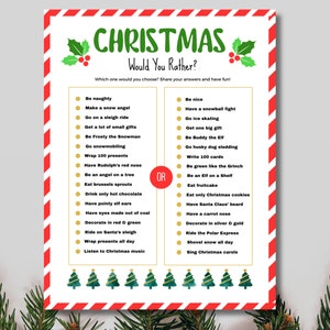 Christmas Would You Rather, Christmas Kids Game, Printable Christmas ...