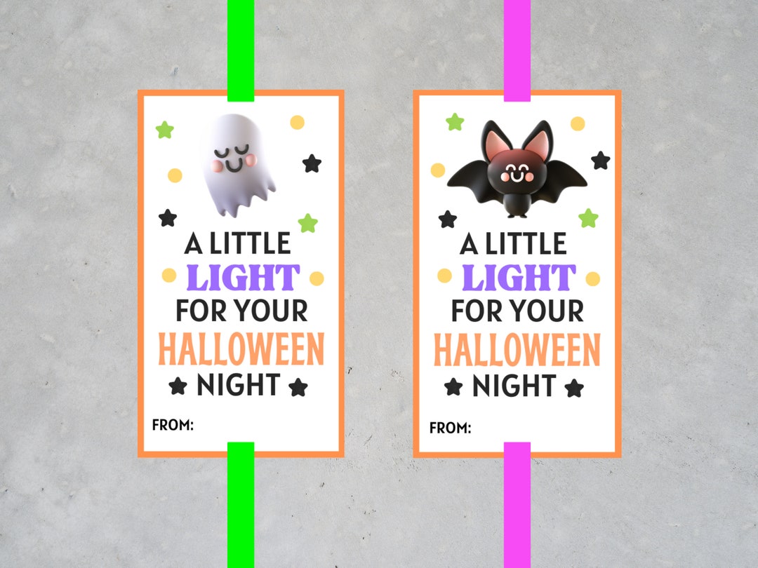 Halloween Glow Stick Tags, Printable Halloween Tags, Halloween Party ...