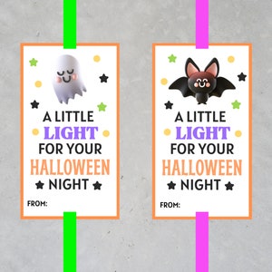 Halloween Glow Stick Tags, Printable Halloween Tags, Halloween Party ...