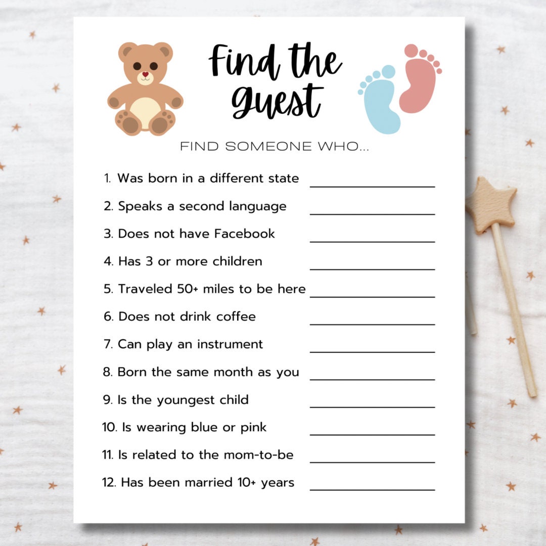 Find the Guest Baby Shower Game: Gender Neutral Printable (PDF) - Etsy