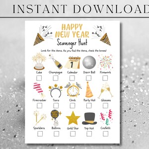 Happy New Year Scavenger Hunt, New Year's Eve Game, Kids New Year ...