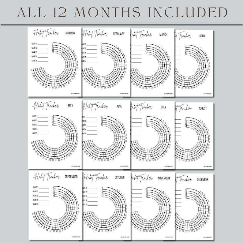 Semi Circle Daily Habit Tracker Tracker Printable Daily Goal - Etsy