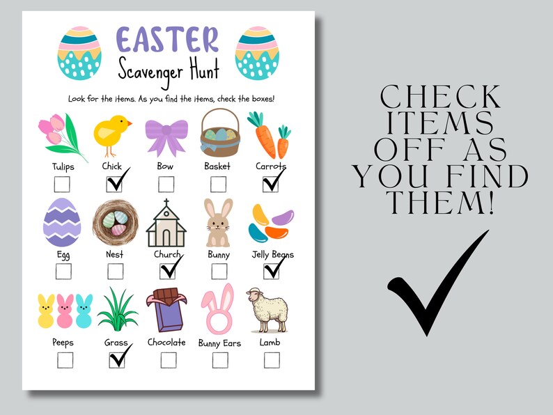 Printable Easter Scavenger Hunt: Kids Activity Game (PDF Download) - Etsy