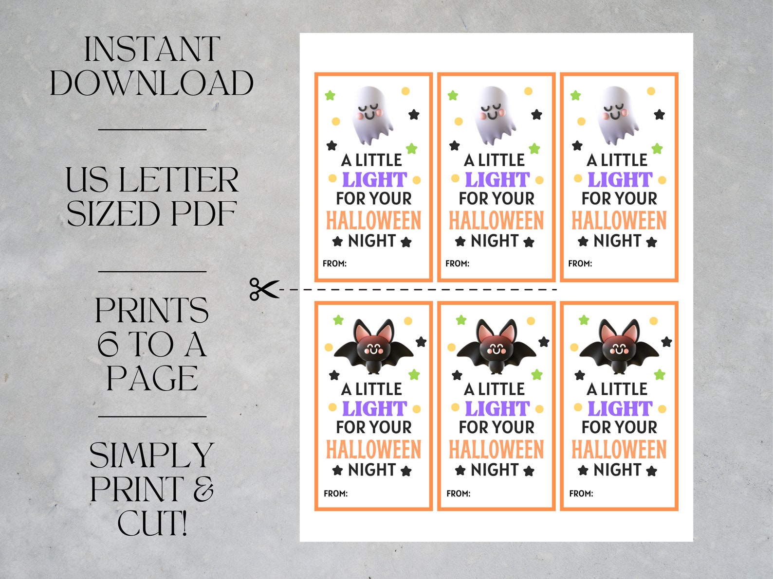 Halloween Glow Stick Tags: Printable Party Favors (PDF) - Etsy